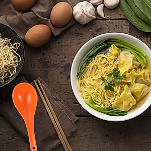 LOVEINUSA Soup Spoons, Ceramic Asian Soup Spoons 6.8 Inch Large Japanese Soup Spoons for Ramen Miso Dumpling Pho Wonton, Set of 6