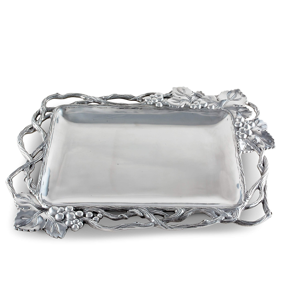 Arthur Court Designs Aluminum Grape Open Vine Rectangle 19 inch x 14.75 inch