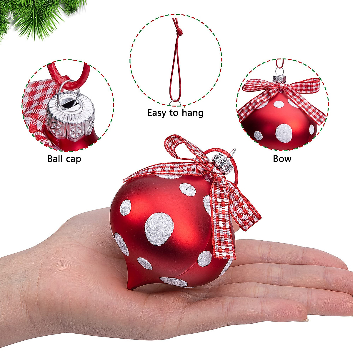12 Pcs Peppermint Candy Cane Ornament Set - 3.5 x 2.7 Inch Hanging Ornaments for Christmas Tree Party Home Decoration