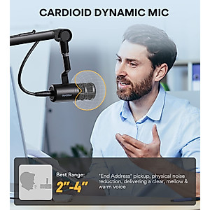 MAONO XLR Podcast Microphone, Cardioid Studio Dynamic Mic for Vocal Recording, Streaming, Voice-Over, Voice Isolation Technology, Metal Mic, Works for Audio Interface, Mixer, Sound Card-PD100