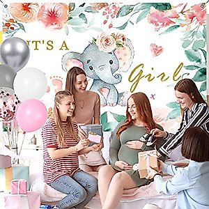 Winrayk Elephant Baby Shower Decorations for Girl Pink Elephant Balloon Garland Arch Kit It's a Girl Backdrop Tablecloth Star Elephant Foil Balloon, Toddler Birthday Party Girl Baby Shower Decorations