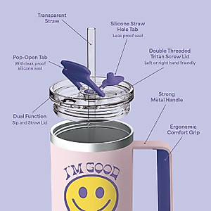 Ottle Deep Sea Diver 40 oz Insulated Tumbler with Handle and Straw Lid - Leak Proof, Cupholder Friendly Travel Mug - Stainless Steel Double Wall Water Bottle for Hot and Cold Drinks - I'm Good