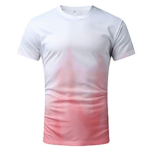 KAMEMIR Workout Shirts for Men, Moisture Wicking Quick Dry Active Athletic Men's Gym Performance T Shirts Mens Gifts Pink