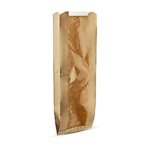 MT Products Paper Bread Bags - Kraft Brown Bakery Bags with Window - 6.5" x 2" x 18" Breathable Bread bags for Homemade Bread Gift Giving (Pack of 50) - Made in the USA