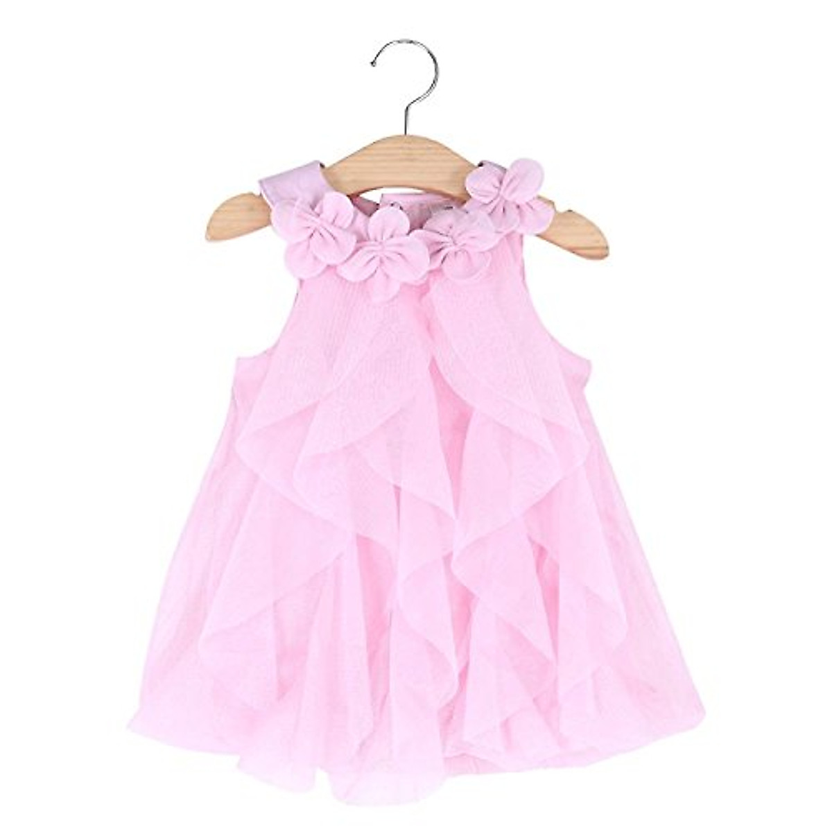 WZSYGDTC 0-24 Months Baby Party Dress Infant Girls One-Piece Romper Jumpsuit (Pink, 12-18 Months)