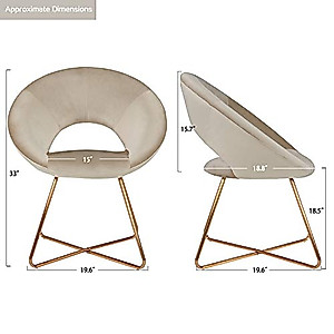 Duhome Modern Accent Velvet Chairs Dining Chairs Single Sofa Comfy Upholstered Arm Chair Living Room Furniture Mid-Century Leisure Lounge Chairs with Golden Metal Frame Legs 1 PCS Khaki