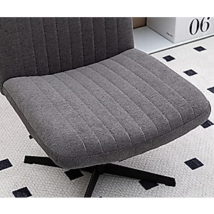 Armless Wide Office Chair No Wheels Fabric Padded Desk Chair Task Vanity Chair Swivel Home Office Desk Chair 120°Rocking Mid Back Ergonomic Computer Chair for Make Up,Small Space, Bed Room(Gray)