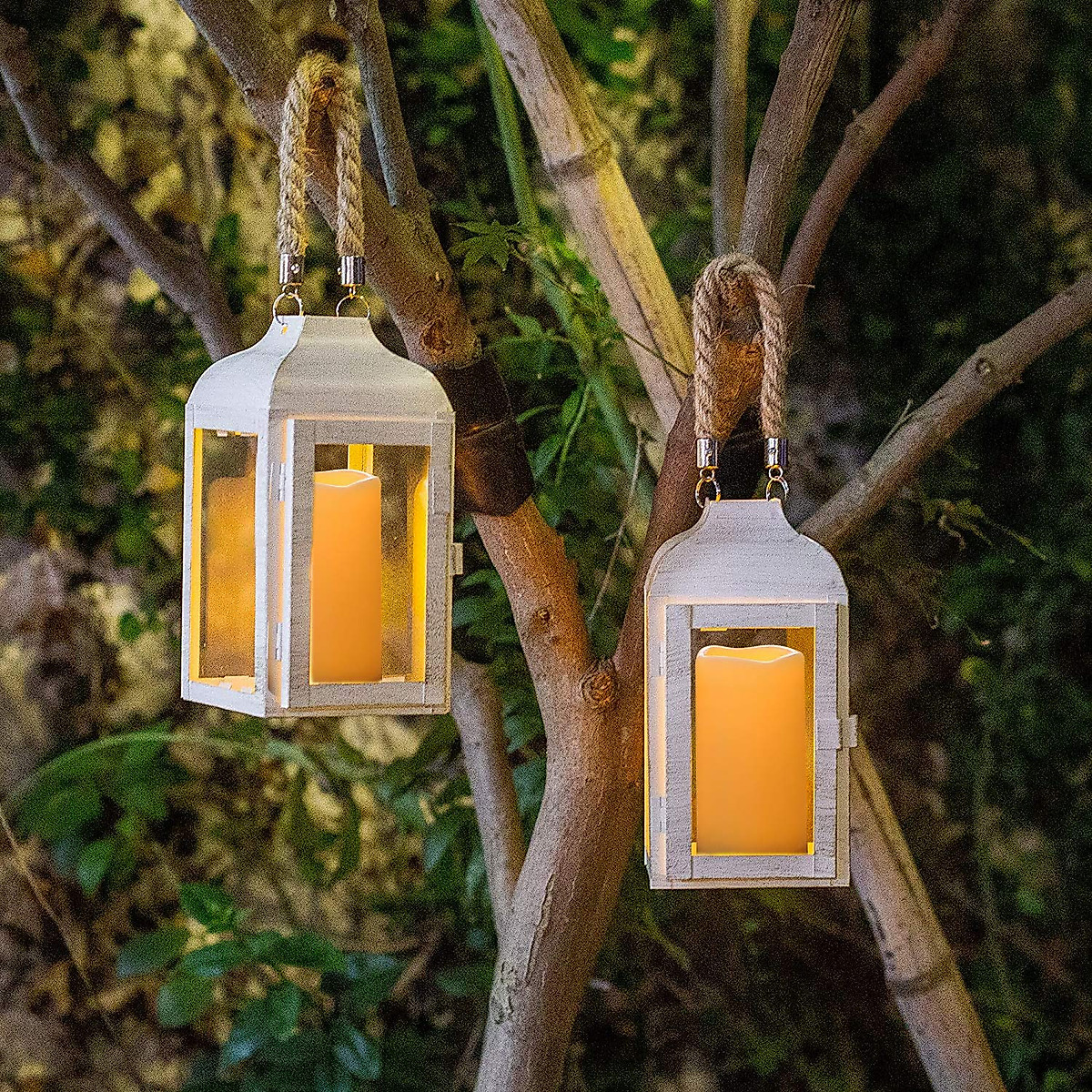 Amagic 3" x 6" Outdoor Waterproof Flameless Candles - Battery Operated LED Pillar Candles with Remote Control and Timers, Ivory, Plastic, Set of 6