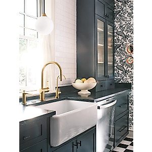 Moen Brushed Gold Modern Deck Mounted Kitchen Soap Dispenser with Above-the-Sink Refillable Bottle, S3947BG