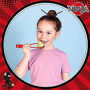 4 Pairs Ninja Training Chopsticks for Kids Adults Beginners Reusable Training Chopsticks with Silicone Chopstick Helper Japanese Cute Learning Chopsticks for right or Left Handed Trainer, 7 Inch