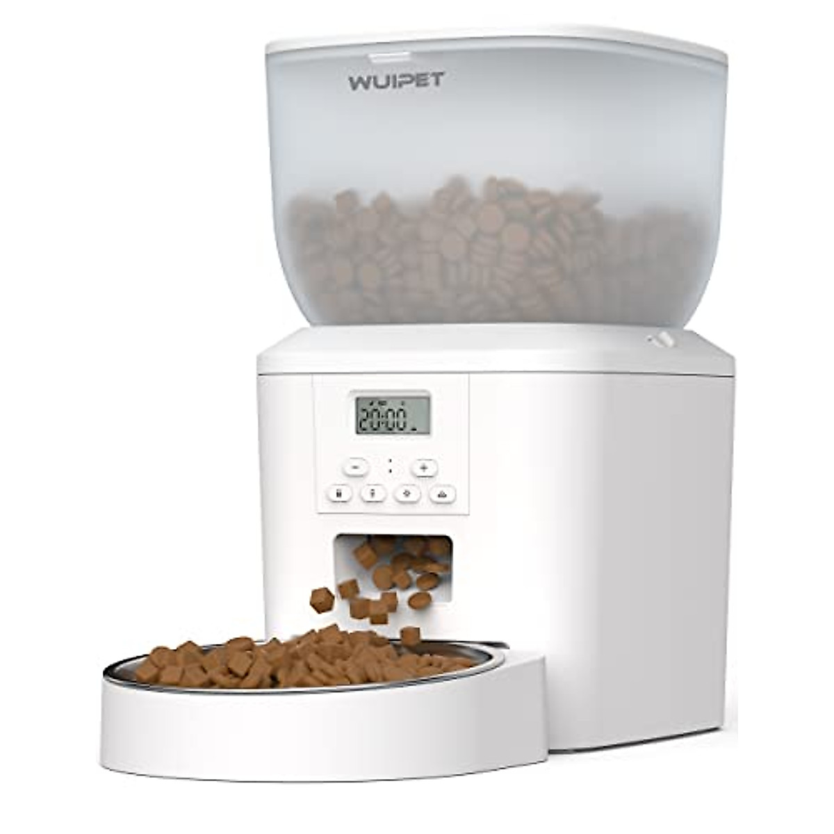 WUIPET Automatic Cat Feeders, Anti-Clogging Design Pet Dry Food Dispenser with Voice Recorder, Timed Cat Feeder with Desiccant Bag, Programmable Timer Pet Feeder - Up to 20 Portions 6 Meals Per Day