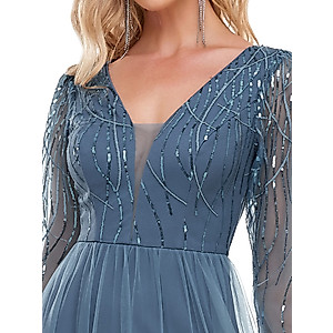 Ever-Pretty Women's Sparkle A-line Maxi Prom Gown Wedding Guest Dress Dark Blue US20