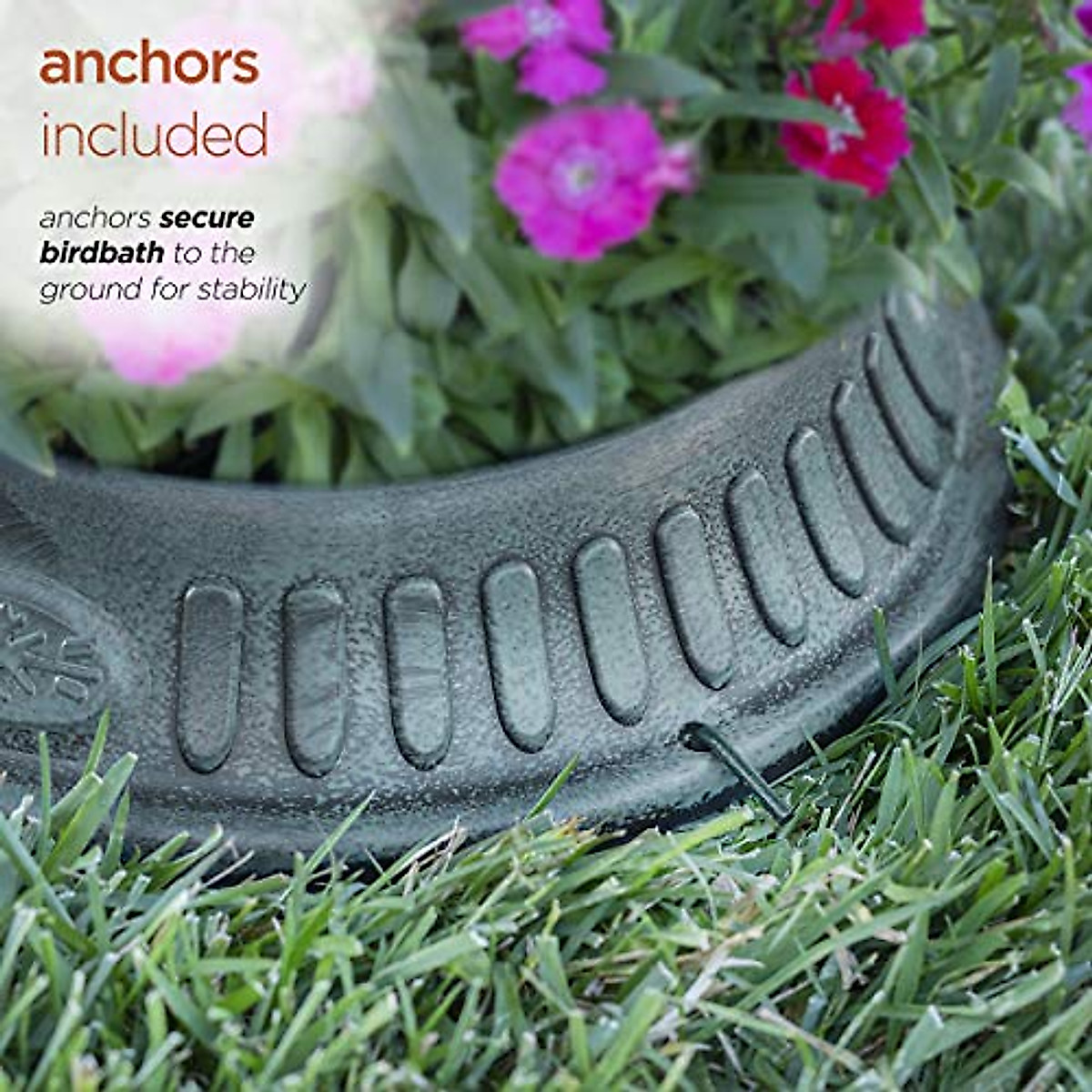 Alpine Corporation TIZ112 Alpine Plastic Outdoor Decor for Garden, Patio, Deck, Porch-Green Birdbath with Planter Pedestal, 25 Inch Tall, 15"L x 15"W x 25"H, Turquoise