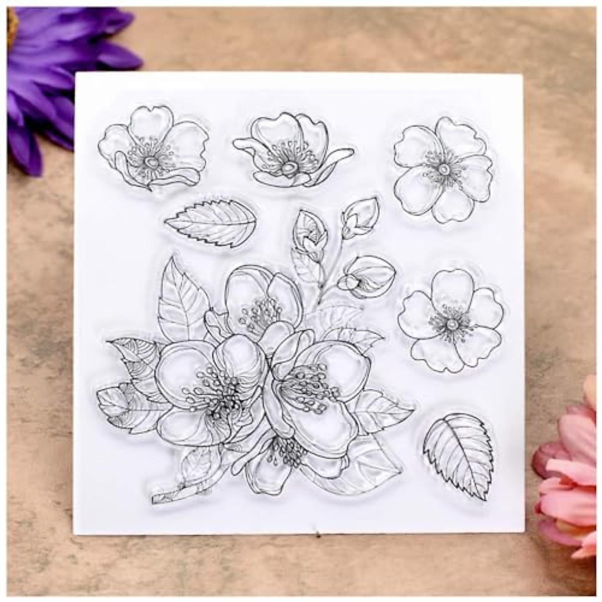 KWELLAM Flowers Clear Stamps for Card Making Decoration and DIY Scrapbooking