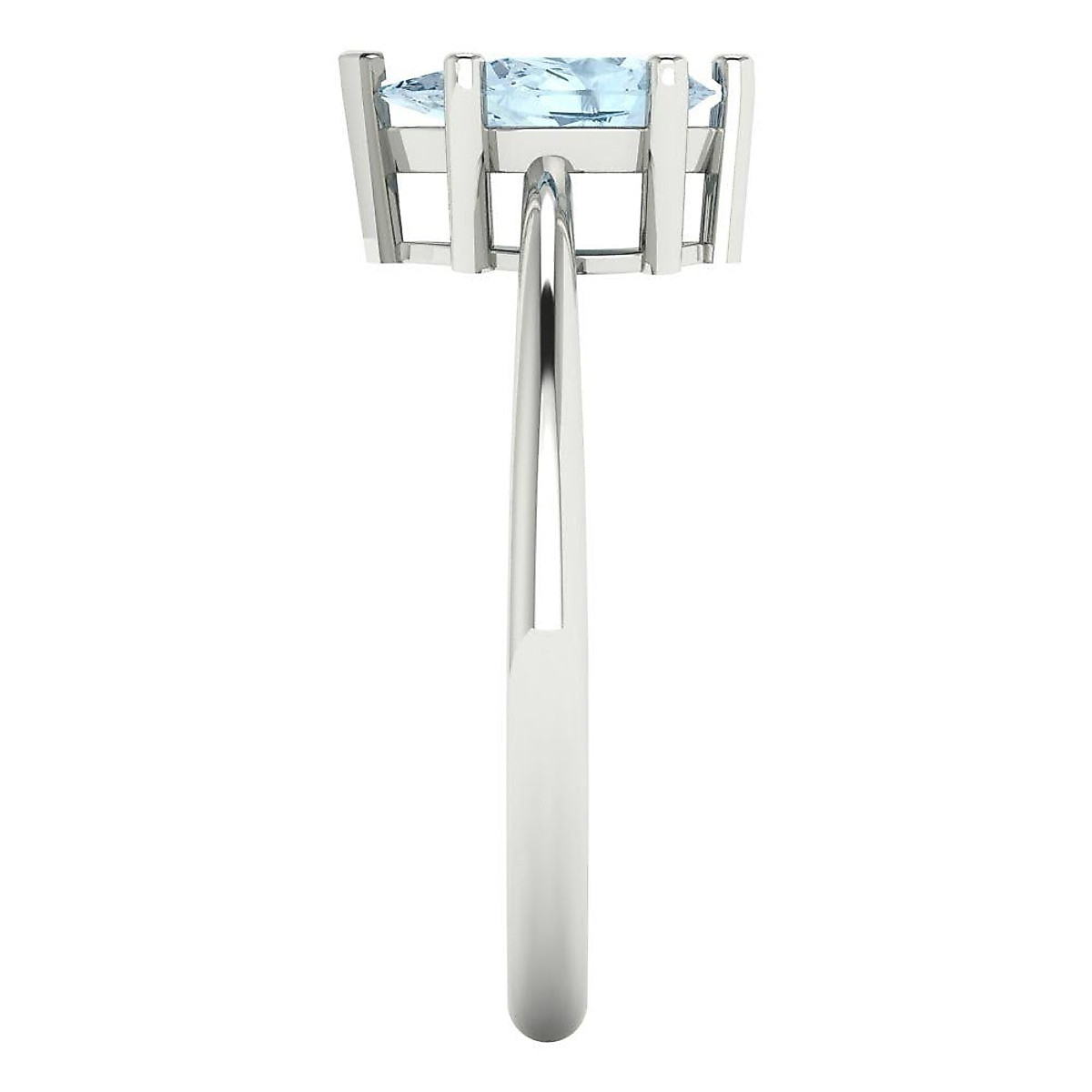 Clara Pucci 1.0 ct Pear Cut Solitaire Aquamarine Blue Simulated Diamond Bridal Designer Anniversary Engagement Ring Real 14k White Gold