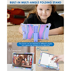 DETUOSI Silicone Case for Lenovo Tab M10 FHD Plus 10.3" 2020 Release (TB-X606X/X606F) with Strap & Stylus Pen, Slim Lightweight Folded Stand Protective Cover for Tab M10 FHD Plus, Rose Red & Purple