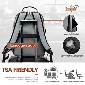 LOVEVOOK Laptop Backpack for Women 15.6 inch, Travel Backpack Purse,Professional Laptop Computer Bag,Waterproof Work Business College Teacher Bags Carry on Backpack with USB Port,Grey