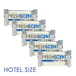 Freshscent 0.5 oz Bar Soap [100 Pack] Hotel Travel Size, Individually Wrapped, Vegetable Based, Bulk Amenities and Toiletries for Hospitality