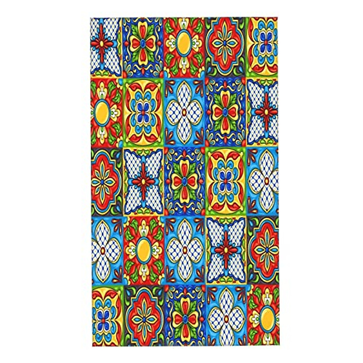 Mexican Talavera Ceramic Tile Pattern Ethnic Folk Premium Extra Soft Bath Hand Towels Washcloth for Home/Beach/Yoga 27.5 X 16 Inches
