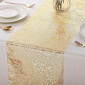 3 Pieces Gold Table Runner Metallic Glitter Table Cloths Roll Rectangle Polyester for Centerpieces Birthday Wedding Home Decor(12 x 84 Inch)