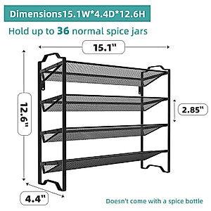 Simple Trending 2-Pack 4 Tier Spice Rack Organizer,Stackable Kitchen Counter Shelves,for Cabinet,Countertop,Pantry, Door or Wall Mount, Metal Mesh,(Jars not Included), Black