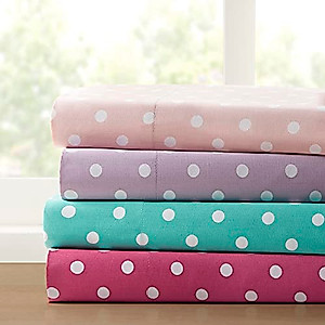 Mi Zone 100% Cotton Percale Ultra Soft Sheet Set, Twin, Pink Polka Dot