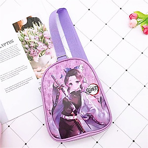 Demon Slayer Shoulder Bags,Kochou Shinobu Bag PU Leather Purse Demon Slayer Messenger Bags Gift for Women and Friends