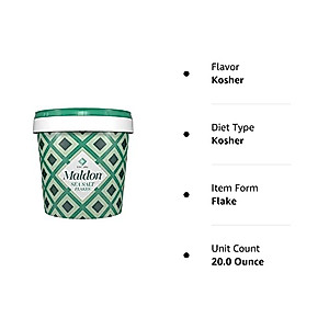 Maldon Salt, Sea Salt Flakes, 20 oz (570 g), Resealable Tub, Kosher, Natural, Handcrafted, Gourmet, Pyramid Crystals