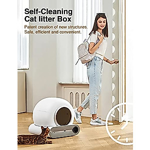 CHRYSA Self-Cleaning Cat Litter Box, Integrated Safety Protection Automatic Cat Littler Box for Multi Cats, Extra Large/Odor Isolation/APP Control Smart Cat Litter Box