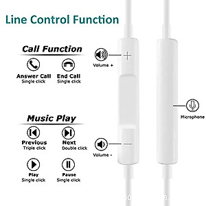 Lightning Wired Earbuds Headphones, Apple MFi Certified iPhone in-Ear Stereo Headphones Built-in Microphone Volume Control Earbuds Compatible iPhone 13/12/11/X/8/7/iPad iOS White (2 Pack)