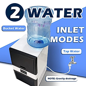 LIFEPLUS Commercial Ice Maker Machine, 70LBS/24H Under Counter Ice Maker w/ 10LBS Ice Bin, 32 Ice Cubes/Cycle, 2 Water Inlet Modes, Self Clean, ETL & FDA, Ideal for Bar, Office, Coffee Shop