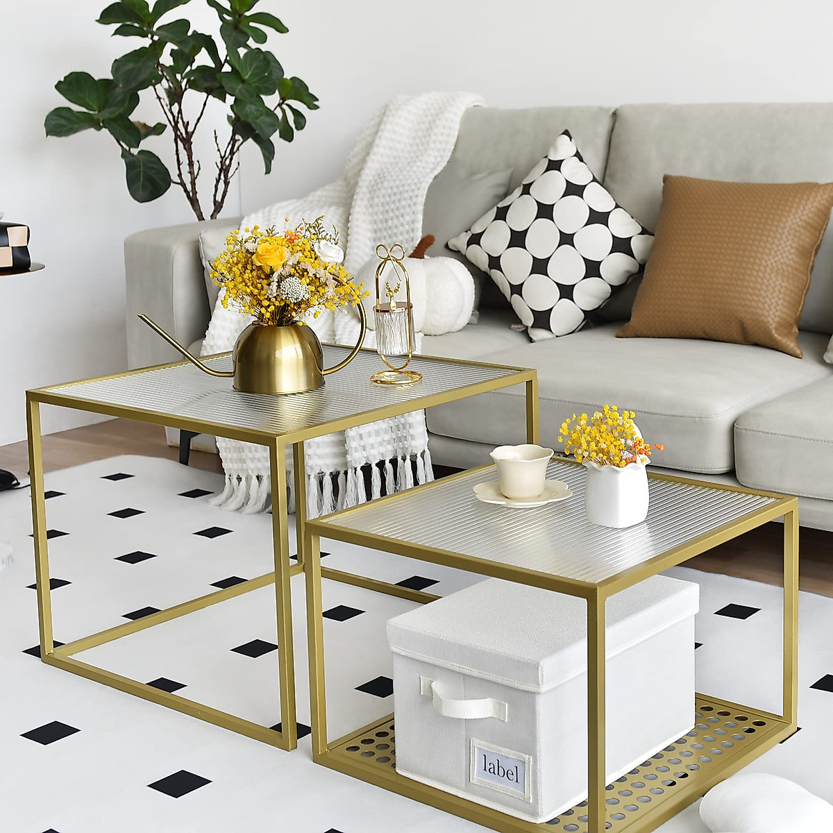 GRANNY SAYS Bundle of 3-Pack Closet Storage Bins with Lids & 2-Pack Lidless Storage Bins with Metal Frame