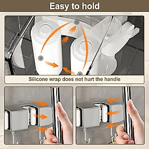 XieJY 2024 New Multifunctional Mop Holder with Hook, Punch Free Mop and Broom Holder Wall Mount Broom Rack, Broom Organizer Storage Tool Racks Heavy Duty Self Adhesive Mop Holder Wall Mounted (1)