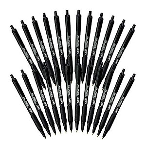 BIC Soft Feel Retractable Ball Point Pen, Fine Point, Black Ink (24-Count, Black, Fine Point)