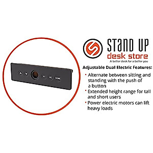 Stand Up Desk Store Dual Motor Electric Adjustable Height Standing Desk with EZ Assemble Steel Frame (White Frame/Natural Walnut Top, 60" Wide)