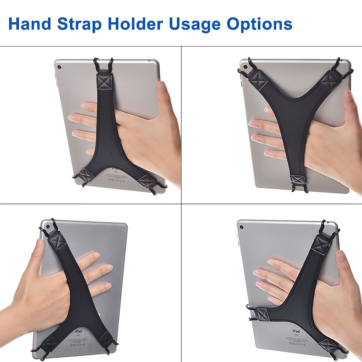 TFY Security Hand Strap Holder Finger Grip for Tablets -Compatible with iPad Air/iPad Pro 9.7Inch / Samsung Galaxy Tab 10.1Inch / Tab 4 10.1Inch / Tab Pro 10.1Inch / Tab S 10.5 (Black)