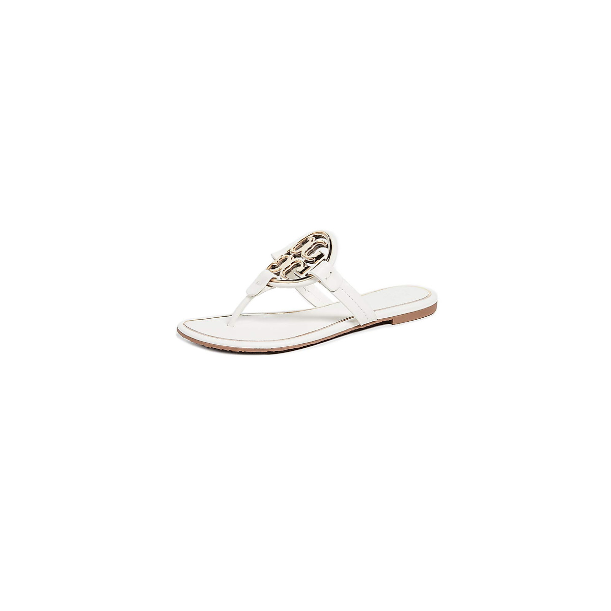 Tory Burch Women's Metal Miller Flip Flops, Bleach/Gold, 7.5 Medium US