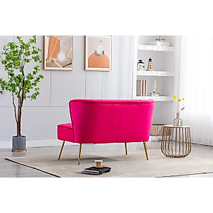 ZOBIDO Velvet Couch Modern Loveseat Sofa Twin Size Contemporary Sofas Upholstered Couch with Contemporary Velvet Upholstered Sofa Couch for Living Room and Bedroom (Rose red)