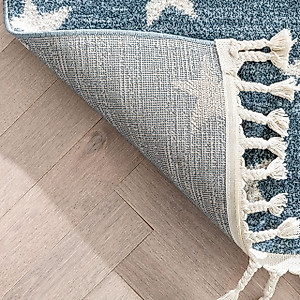 Well Woven Kosme Blue Geometric Star Pattern Stain-Resistant Area Rug 3x5 (3'11" x 5'3")