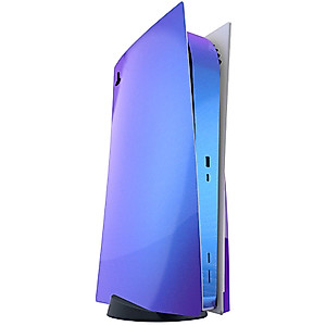 PlayVital Chrome Purple Blue Glossy Full Set Skin Decal for ps5 Console Disc Edition, Sticker for ps5 Vinyl Decal Cover for ps5 Controller & Charging Station & Headset & Media Remote