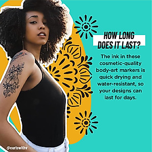 BODYMARK BIC Temporary Tattoo Markers for Skin, Black, Mixed Tip, 12-Count Pack, Skin-Safe, Cosmetic Quality