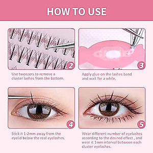 MLEN DIARY 296 Clusters Individual Lashes Wispy Manga Lashes Clusters Lashes Natural Look Cat Eye Lashes 5-12mm False Eyelashes Extension Faux Mink Fake Lash Anime Single Lashes Half Fluffy Eyelashes