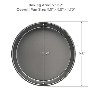 Cooking Light 9 Inch Round Baking Cake Pan Carbon Steel Quick Release Coating, Non-Stick Bakeware, Heavy Duty Performance, Gray