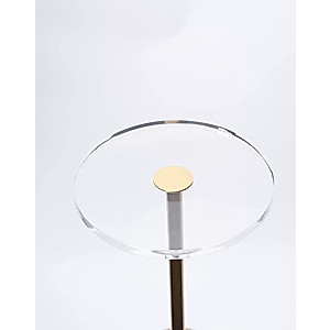 Artmaze Clear Acrylic End Table,Brushed Brass Metal,Side Table for Office,Nightstand for Living Room and Bedroom,Easy Assembly,12x12 inch，21.3 inch high
