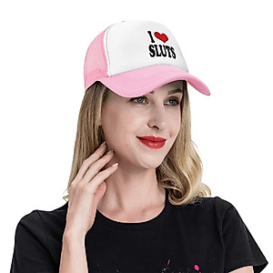 Hat,I Love Sluts Trucker Hat Baseball Cap Pink Women Men Dad Hat Golf Cowboy Hat