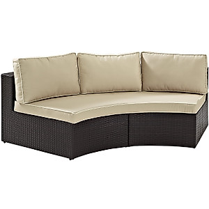 Crosley Furniture Catalina Outdoor Sectional Sofa, 3-Person Wicker Patio Couch for Deck, Backyard, Poolside, Brown