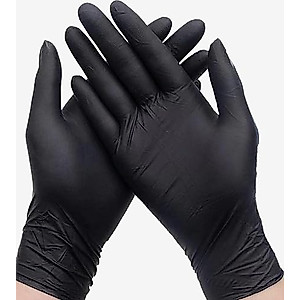 Generic Disposable Nitrile Gloves, Chemical Resistant, Powder-Free, Touch-Friendly, Food Safe, Black, Large, 100-Count