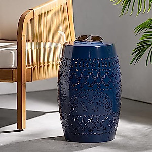 Christopher Knight Home Ruby Outdoor 12" Iron Side Table, Dark Blue