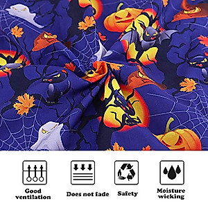 Souarts 6pcs Halloween Fabric Squares, 20x20inch/50x50cm Cotton Fabric Bundle, Halloween Material Fabric Sewing Quilting Patchwork Fabric, DIY Craft Halloween Ghost Floral Pattern Pumpkin Fabric
