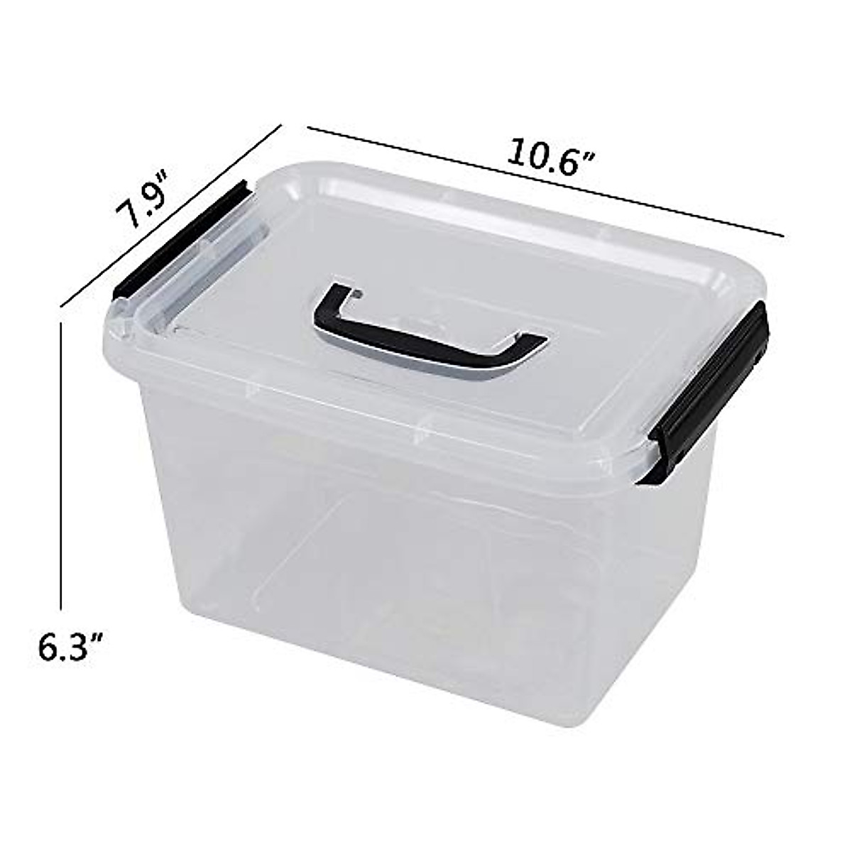 Sosody 6 Quart Plastic Storage Bins with Handles, Small Clear Lidded Storage Bins, 6 Packs